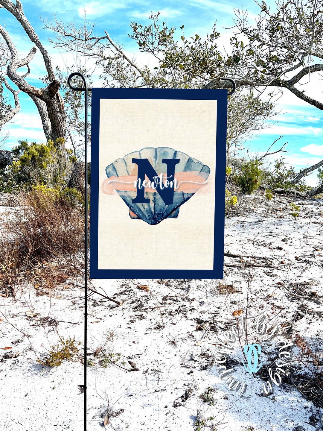 Personalized Last Name Costal Aesthetic Garden Flag, Summer Beach Home ...