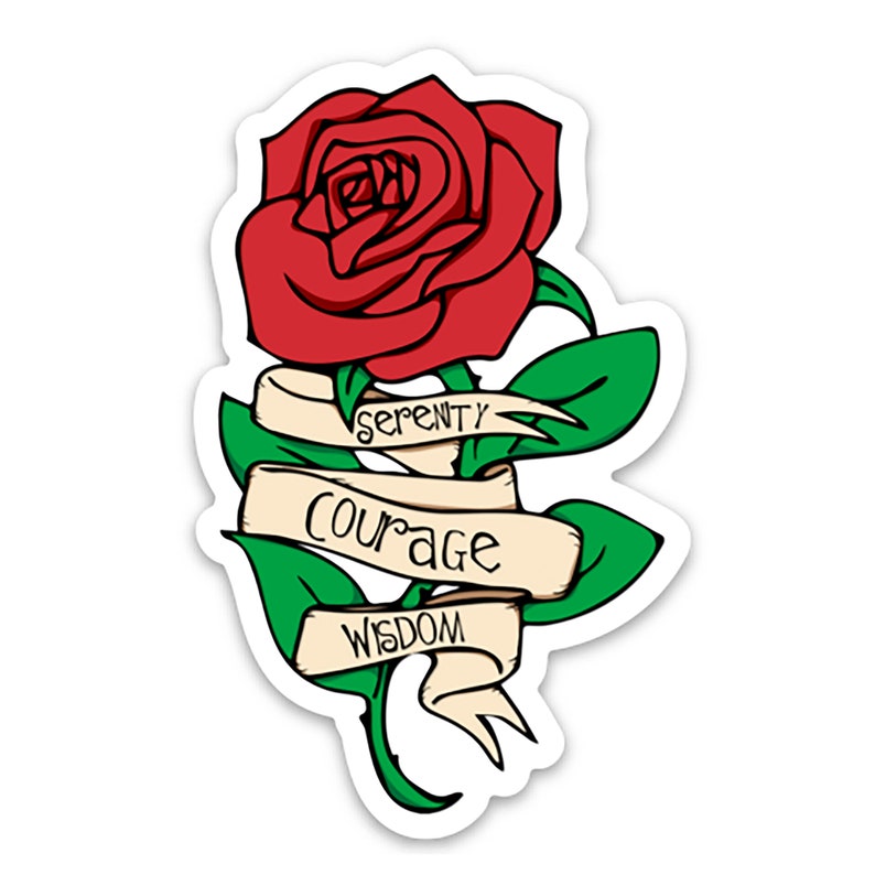 Serenity Courage Wisdom Rose Sticker - Etsy