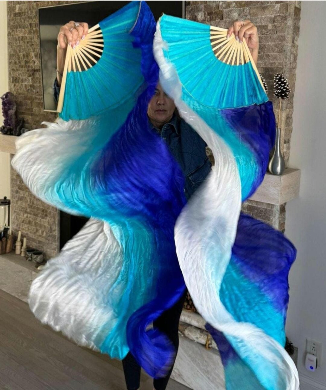 Single Silk Belly Dance Fan Veil UV FREE CASE - Etsy