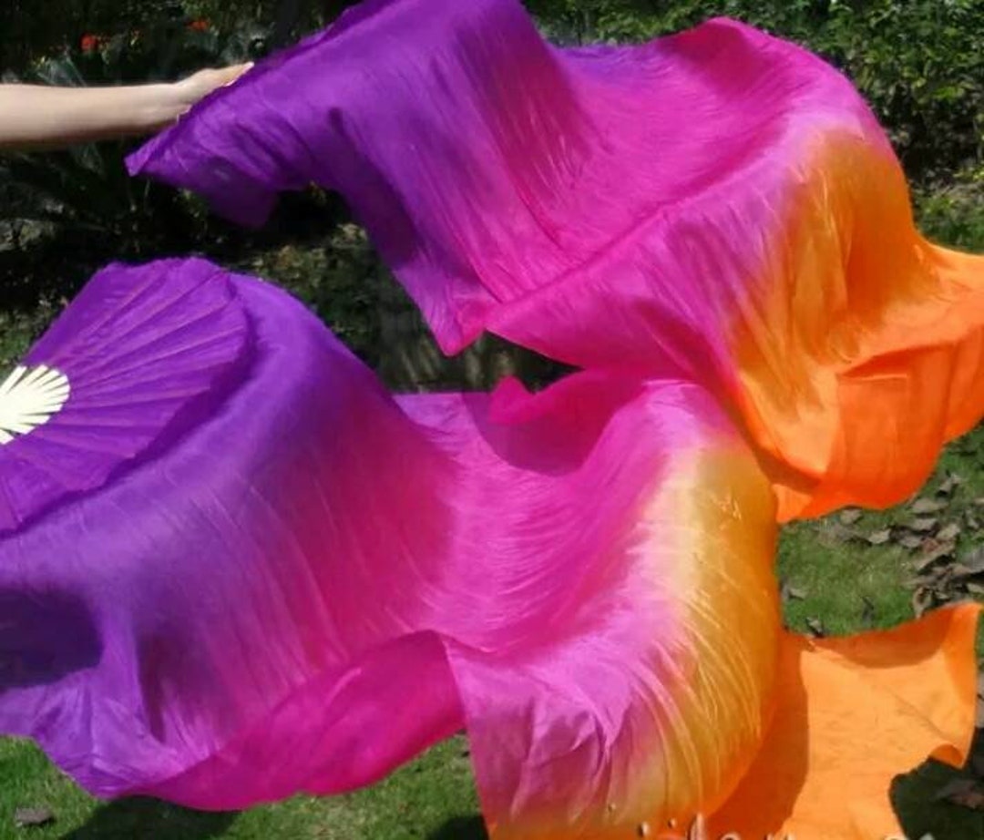 Pair of Belly Dance Costume Silk Fan Veils free Case - Etsy