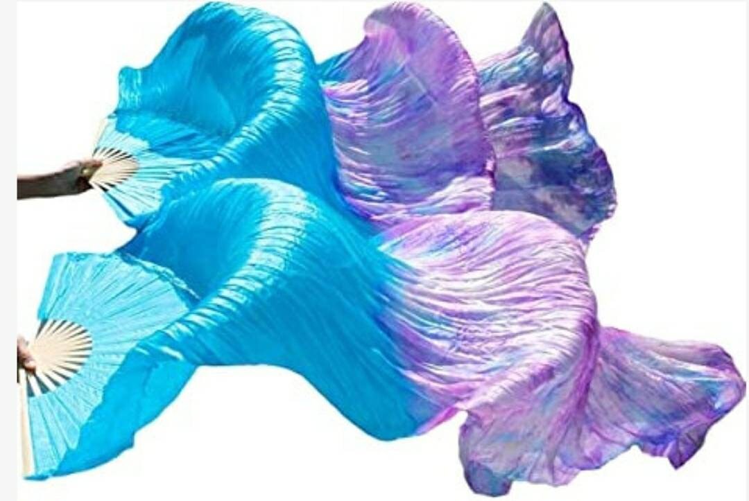 Pair of Belly Dance Costume 100% Silk Fan Veils free Case - Etsy