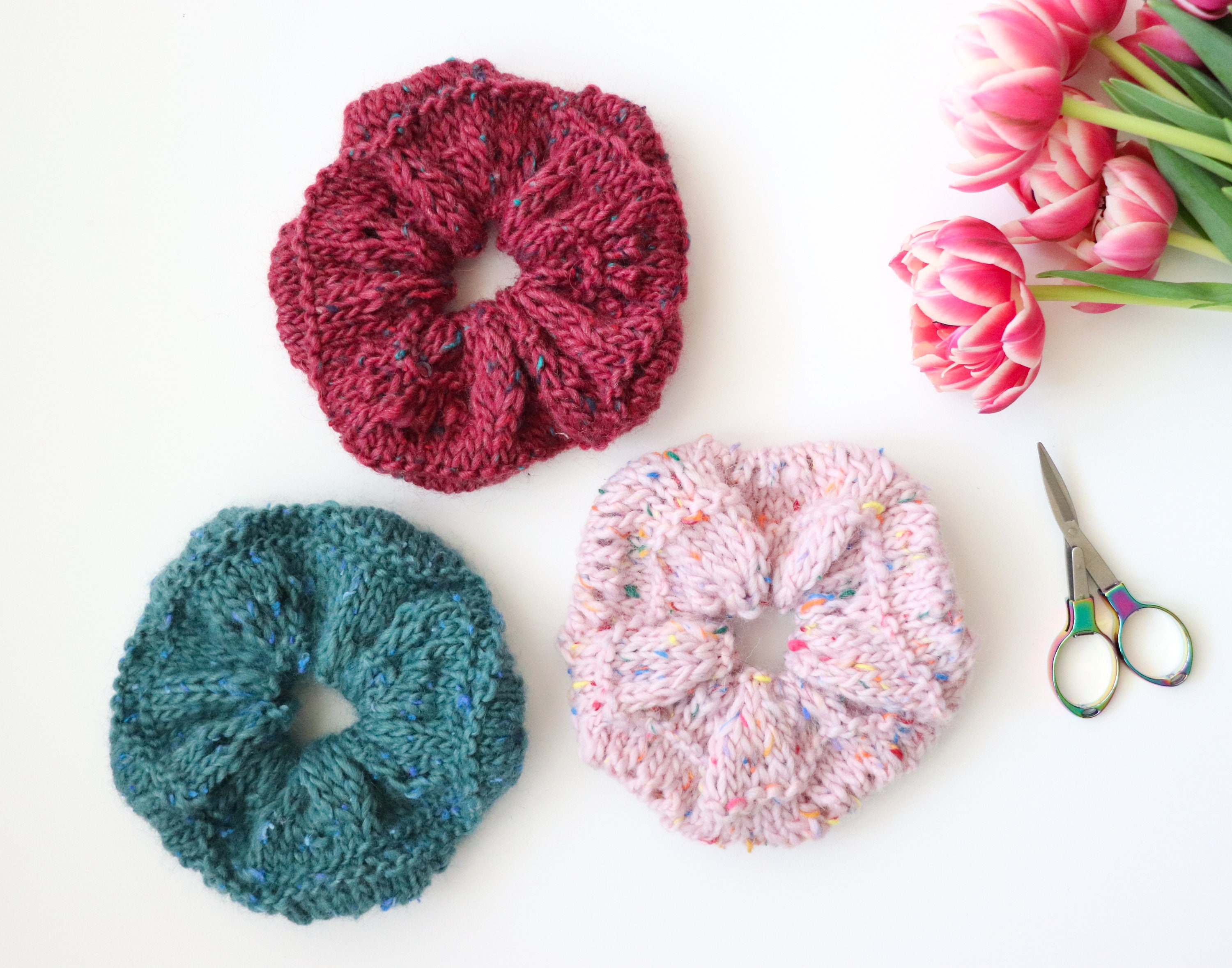 PATTERN - the Wavelet Scrunchie - DIGITAL DOWNLOAD, Knit Scrunchie ...