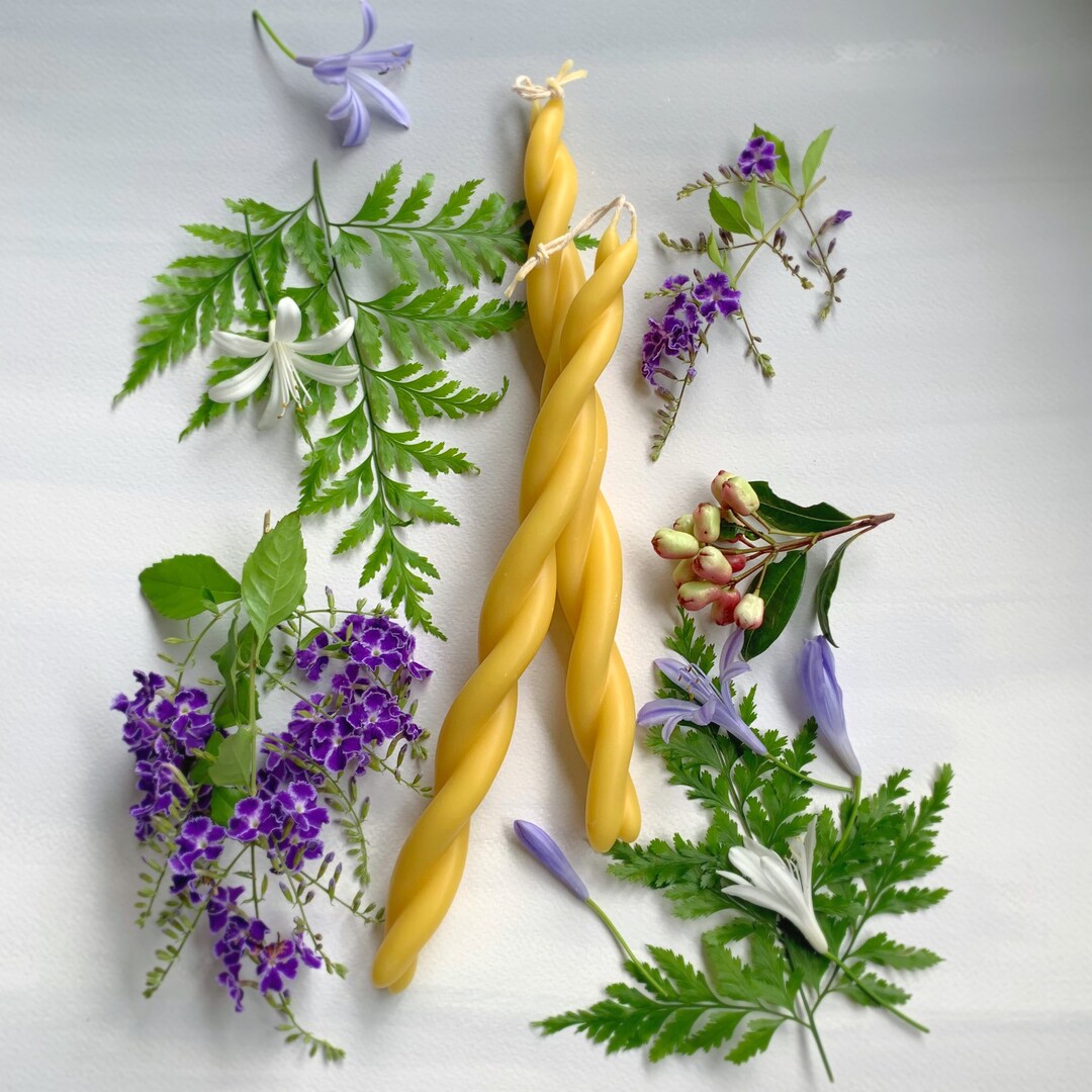 1 Pair of 30cm Beeswax Twist Dinner Tapers 2 Twin Wick Hand - Etsy ...