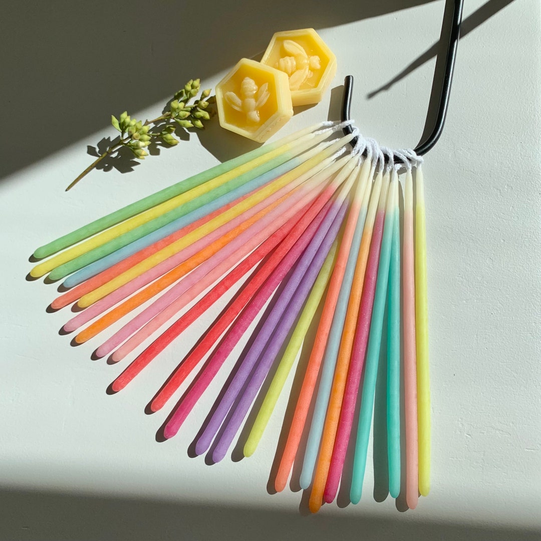 24 Tall Beeswax Handmade Birthday Candles Beeswax Rainbow - Etsy