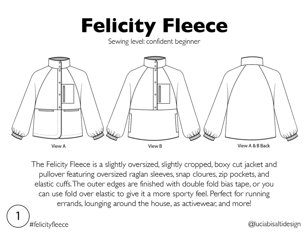 Felicity Fleece PDF Sewing Pattern Jacket Pullover Cozy - Etsy