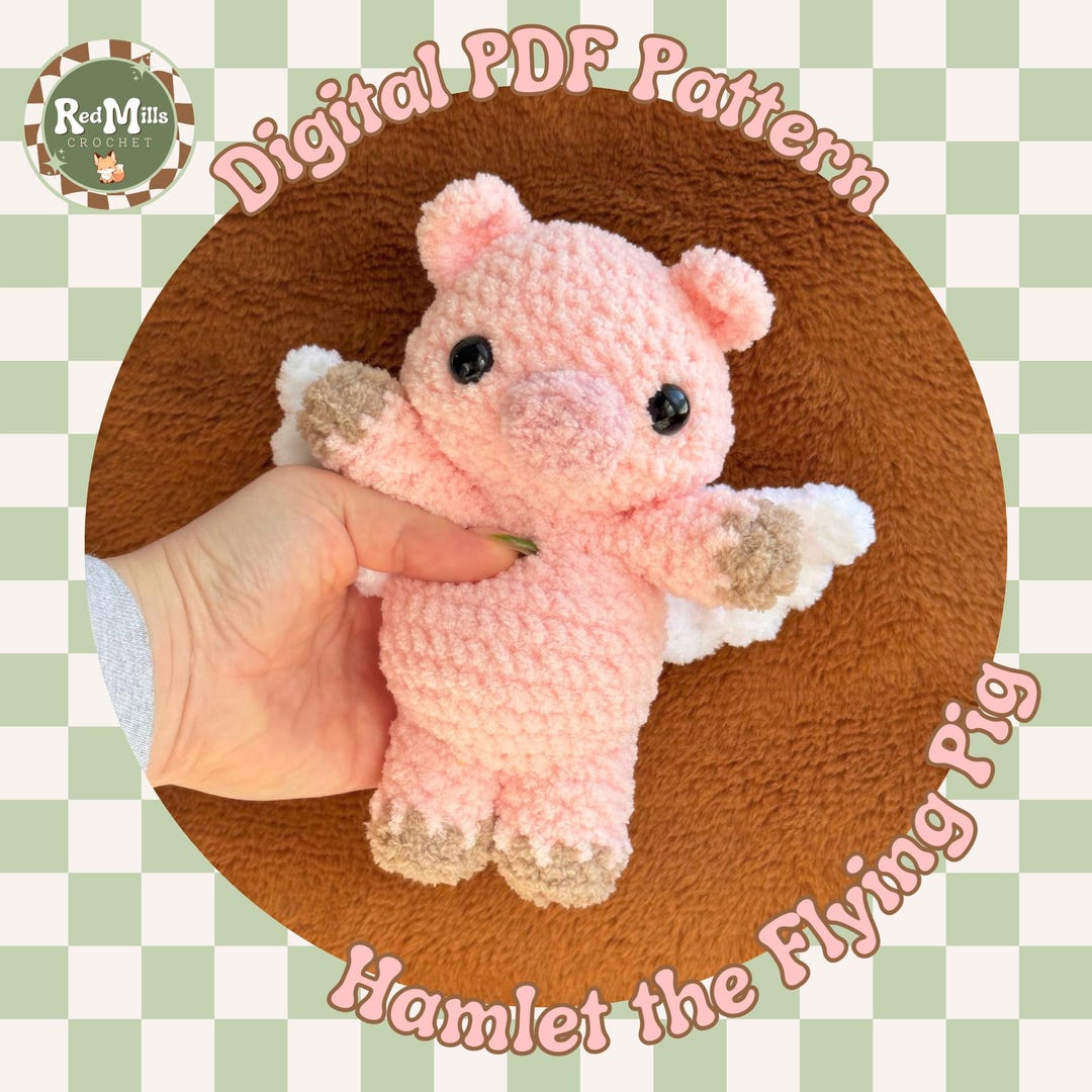 Hamlet the Flying Pig REDMILLSCROCHET OFFICIAL - Etsy