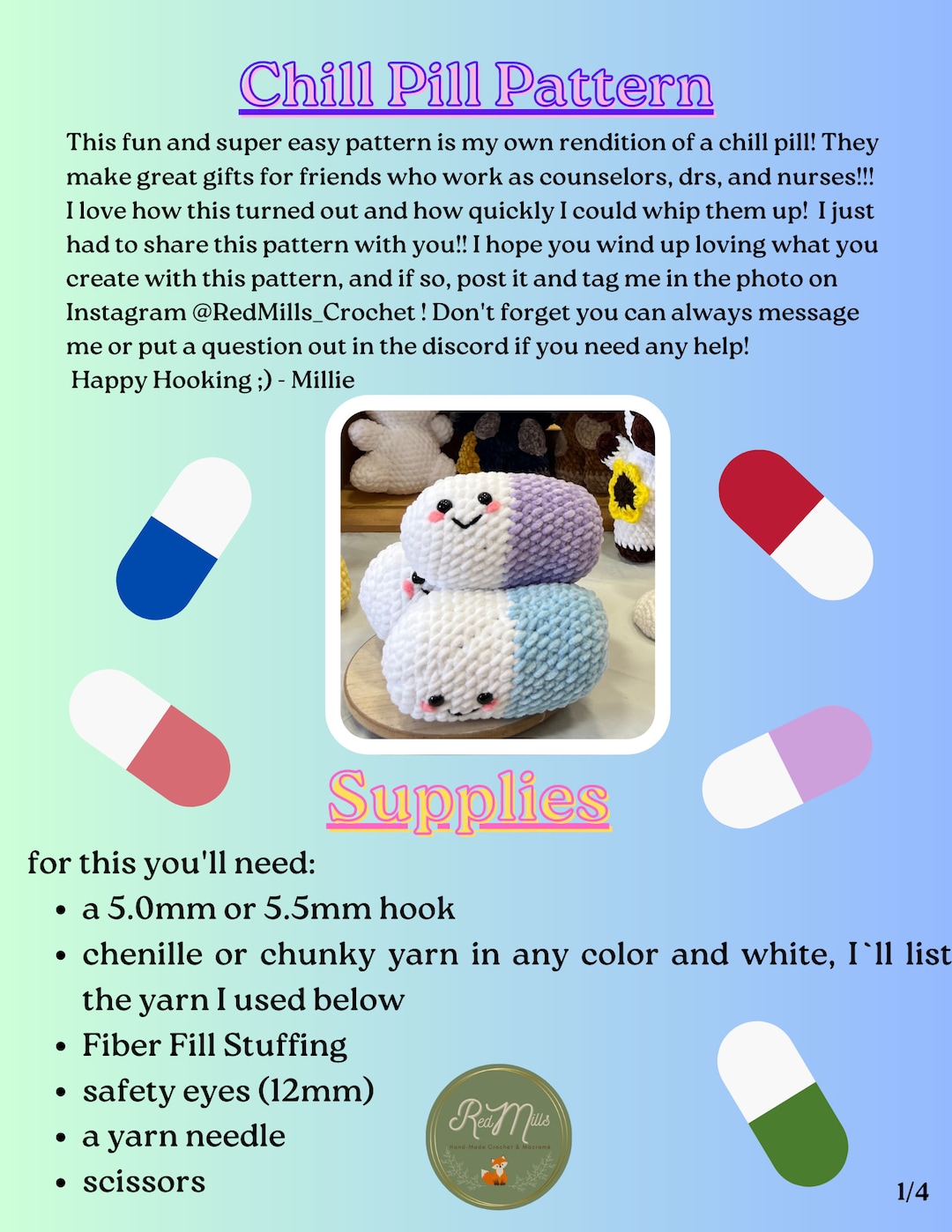 Chill Pill Crochet Pattern - Etsy