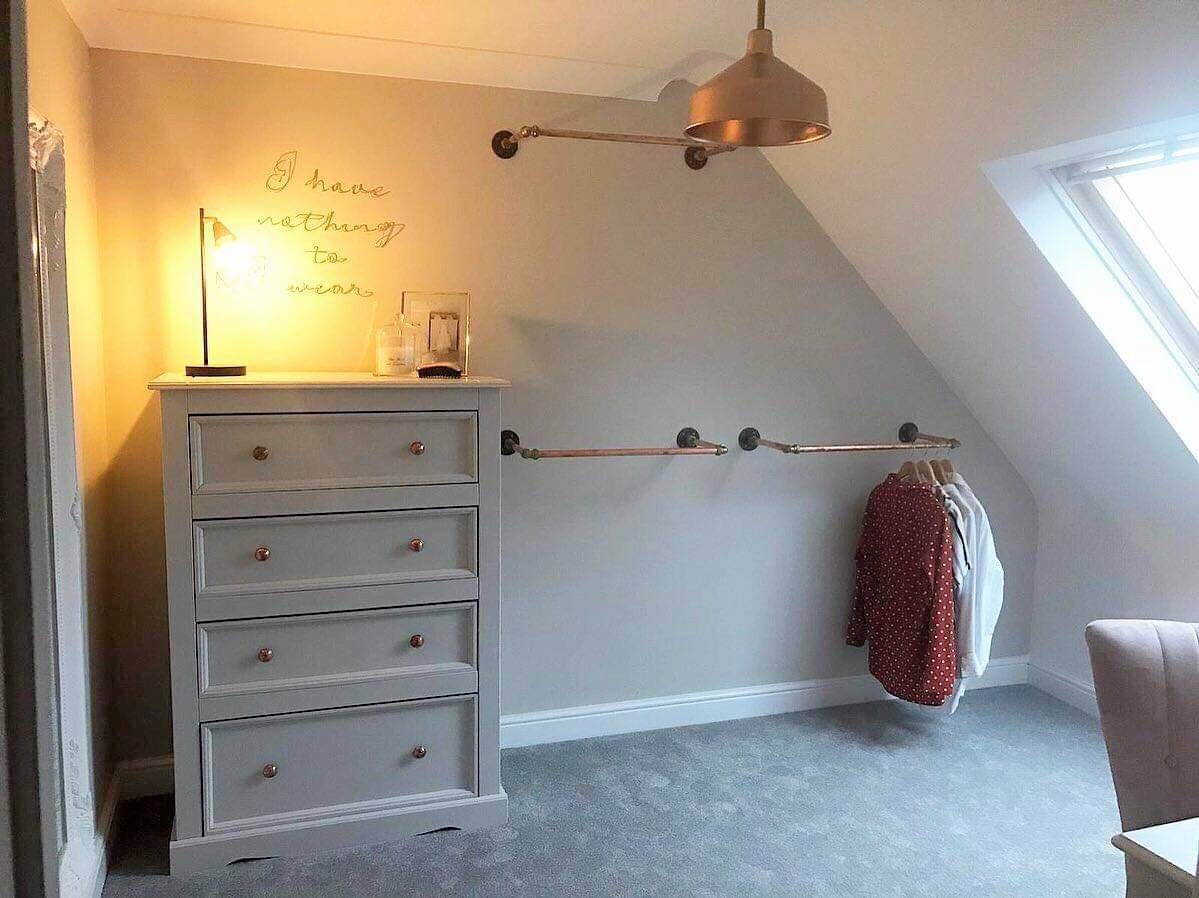 Copper Pipe and Brass Vintage Wall Mounted Clothes Rail - Etsy