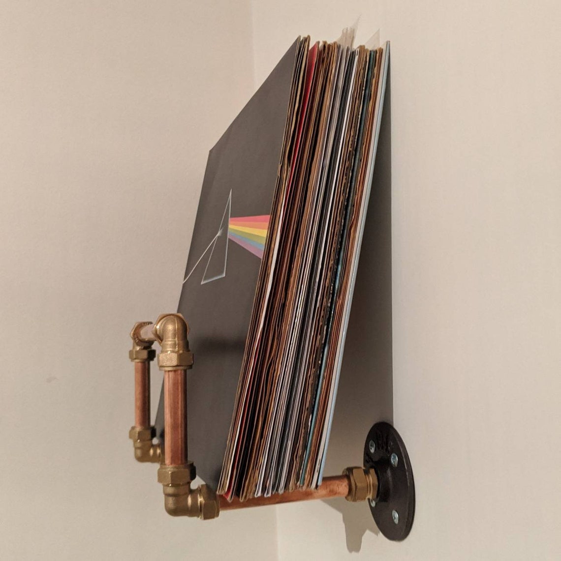 Handcrafted Copper and Brass Vinyl Record Storage Shelf Wall Mounted - Etsy