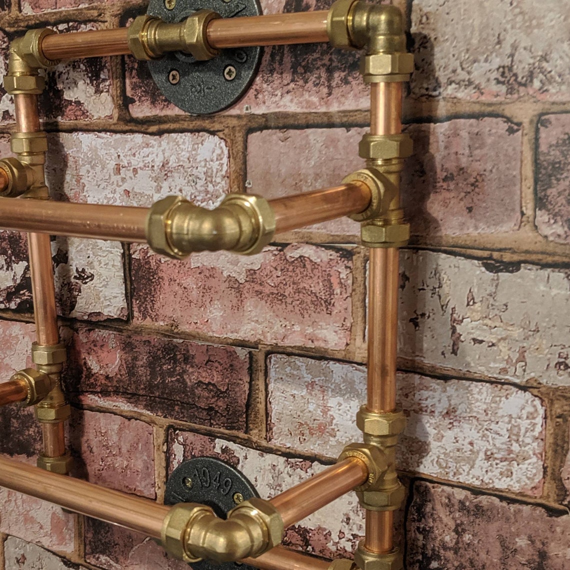 Handmade Wall Mounted Copper Pipe & Brass Towel Storage Shelving - Etsy UK
