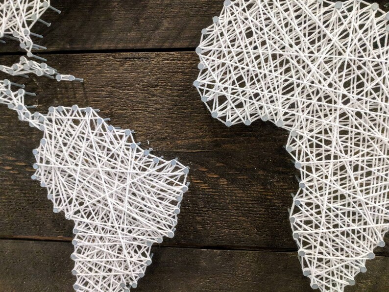 Handmade Dark Brown Scaffold Board World Map String Art Wall Decor - Etsy