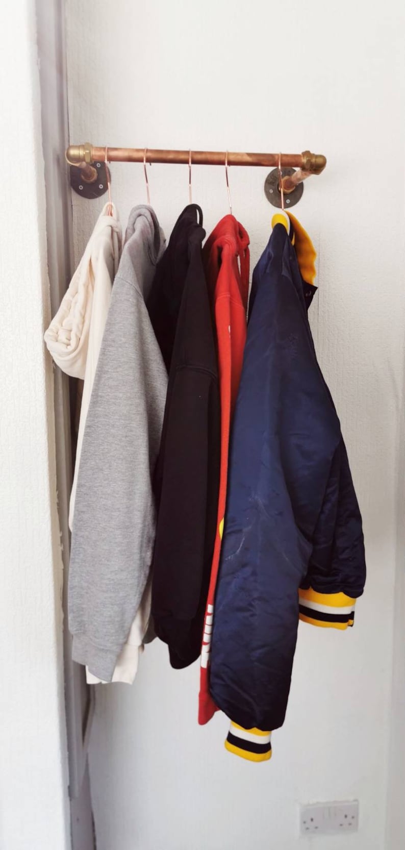 Copper Pipe and Brass Vintage Wall Mounted Clothes Rail - Etsy