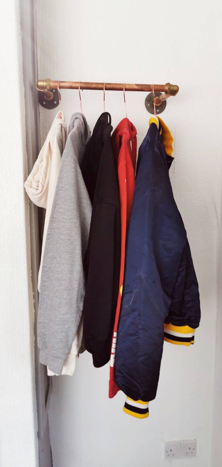 Copper Pipe and Brass Vintage Wall Mounted Clothes Rail - Etsy