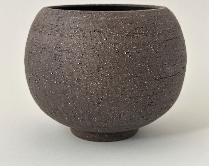 Black Clay Orb Planters - Etsy