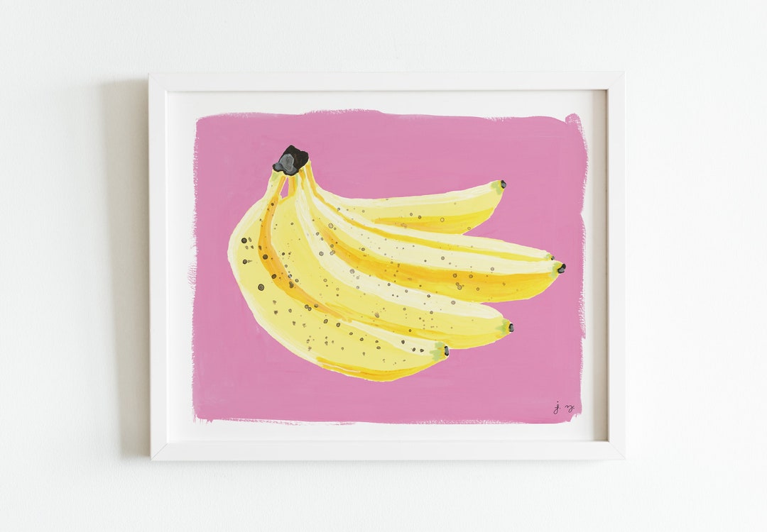 Bananas Wall Art Print - 8x10 Watercolor Gouache Painting - Nursery ...