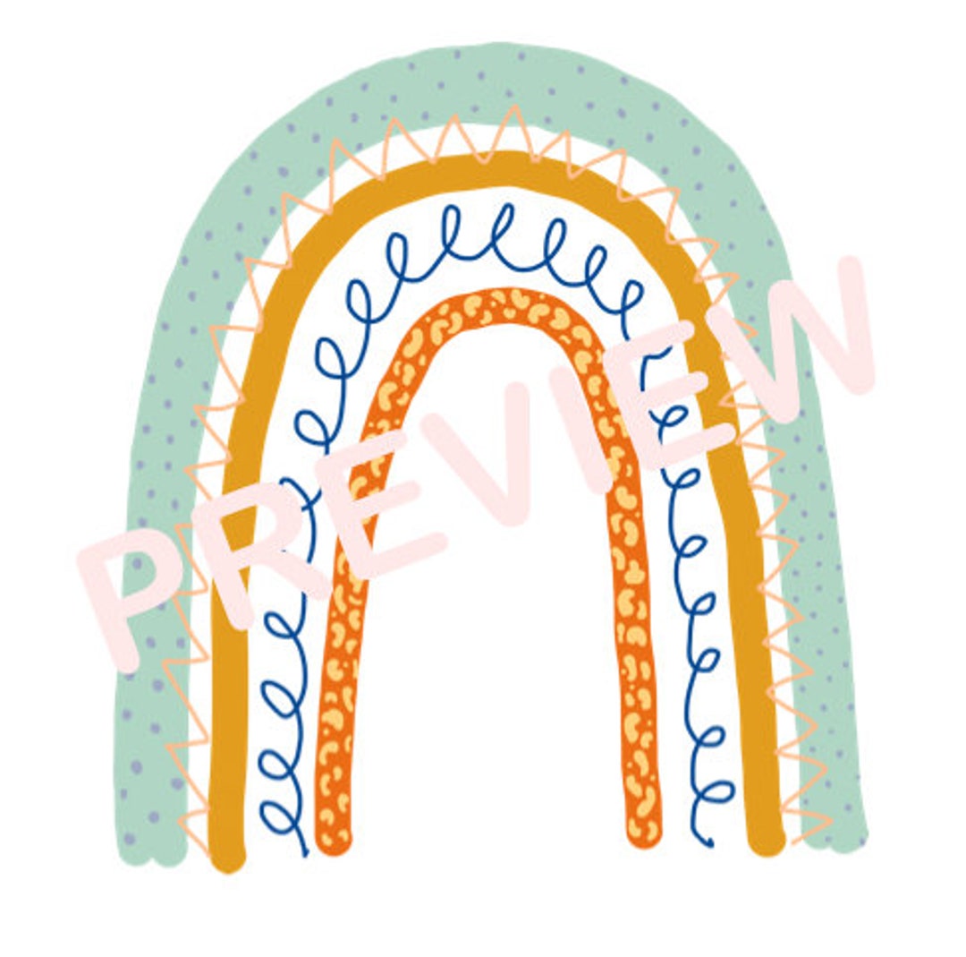 Minty Boho Rainbow Digital Sticker for Goodnotes and Other - Etsy