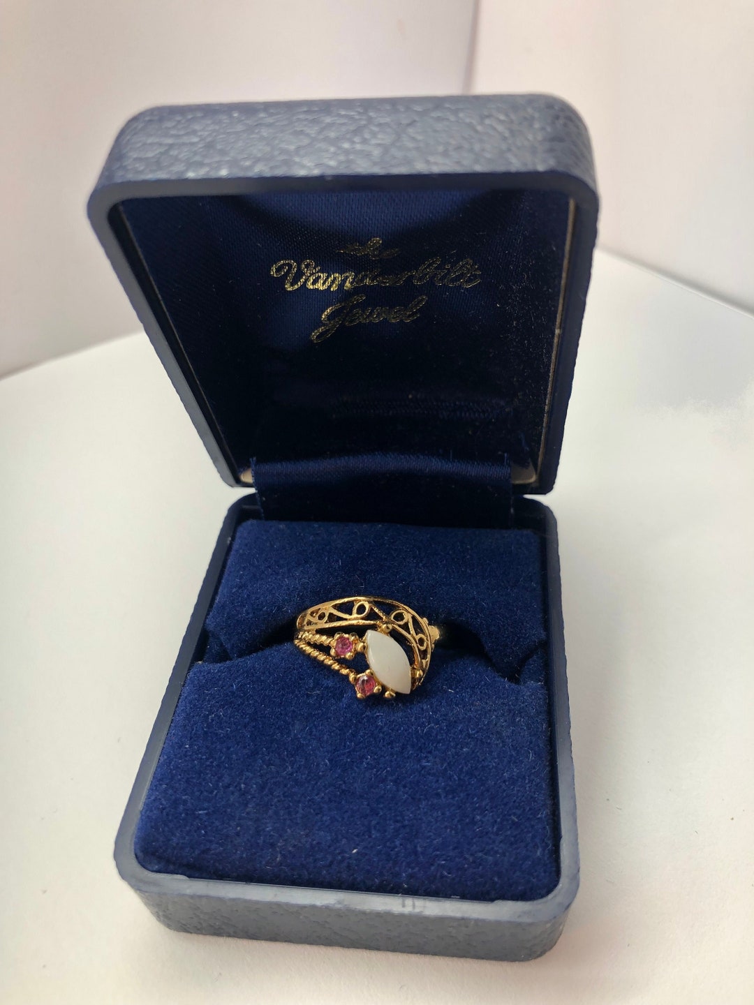 Gold Tone Ring With Opal by Vanderbilt - Etsy