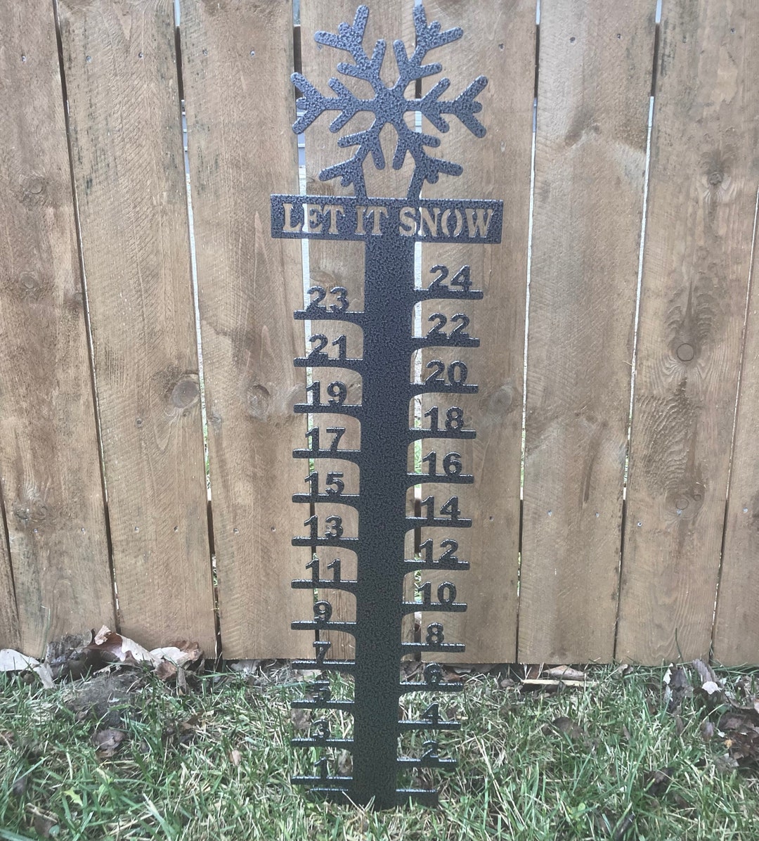 Snow Gauge 24in Snowflake Style/ Metal Cut Snow Flake Snow Gauge/ Let ...