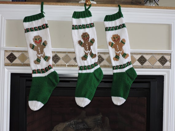 Gingerbread Man Hand Knit Christmas Stocking | Etsy