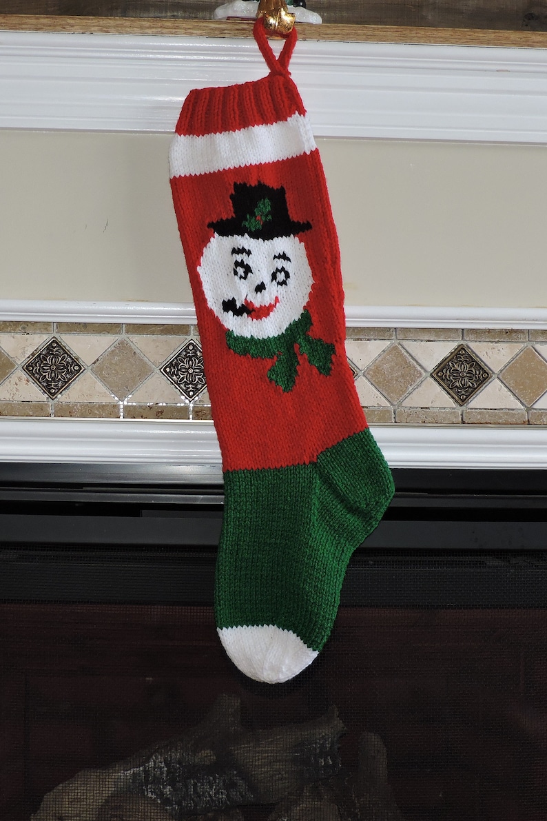 Snowman Hand Knit Christmas Stockings - Etsy