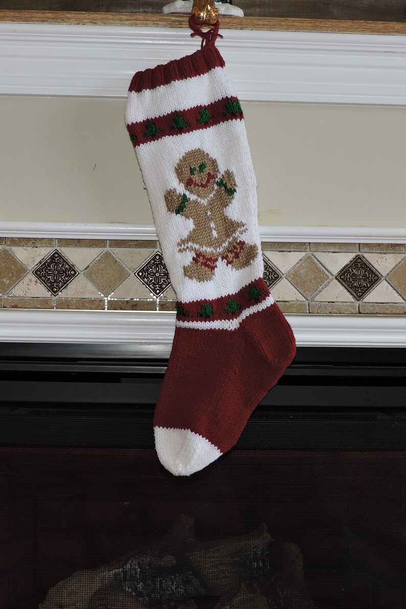 Gingerbread Girl Hand Knit Christmas Stocking | Etsy