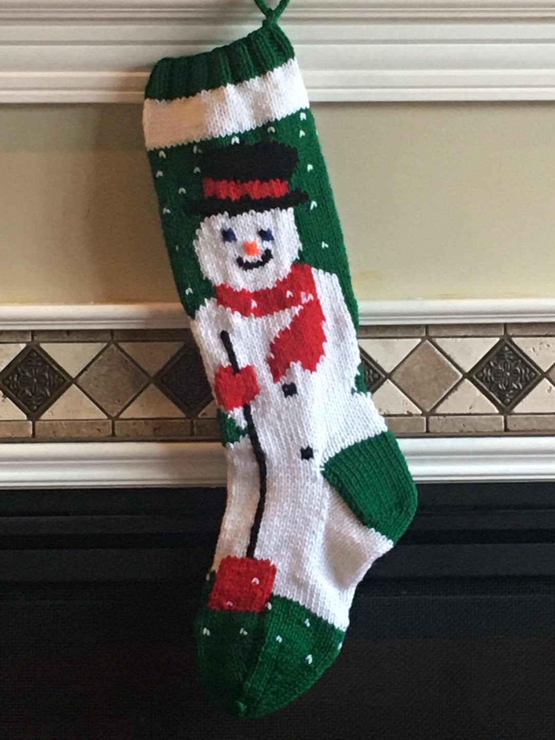 Full Snowman 2 Sided Hand Knit Christmas Stocking - Etsy