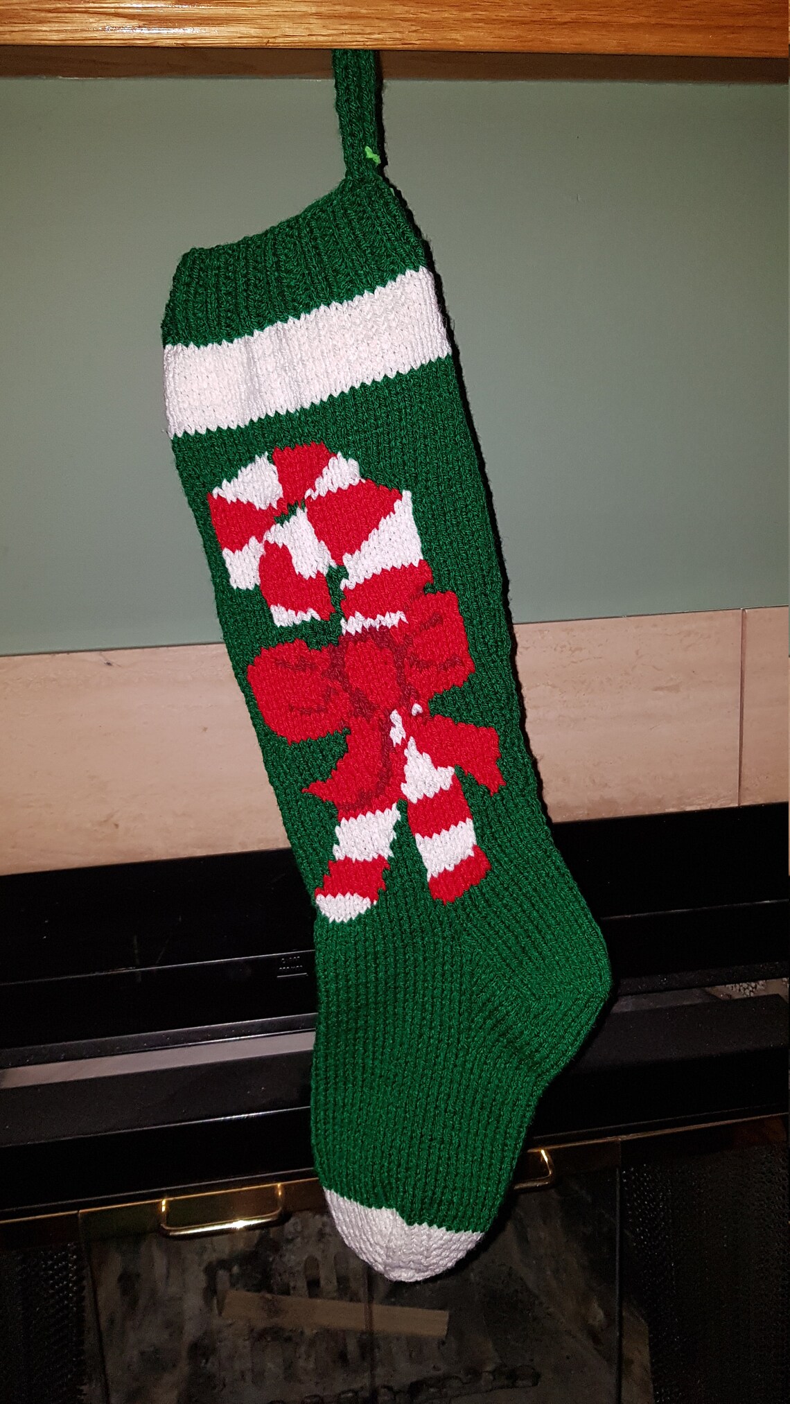 Candy Cane Hand Knit Christmas Stocking | Etsy