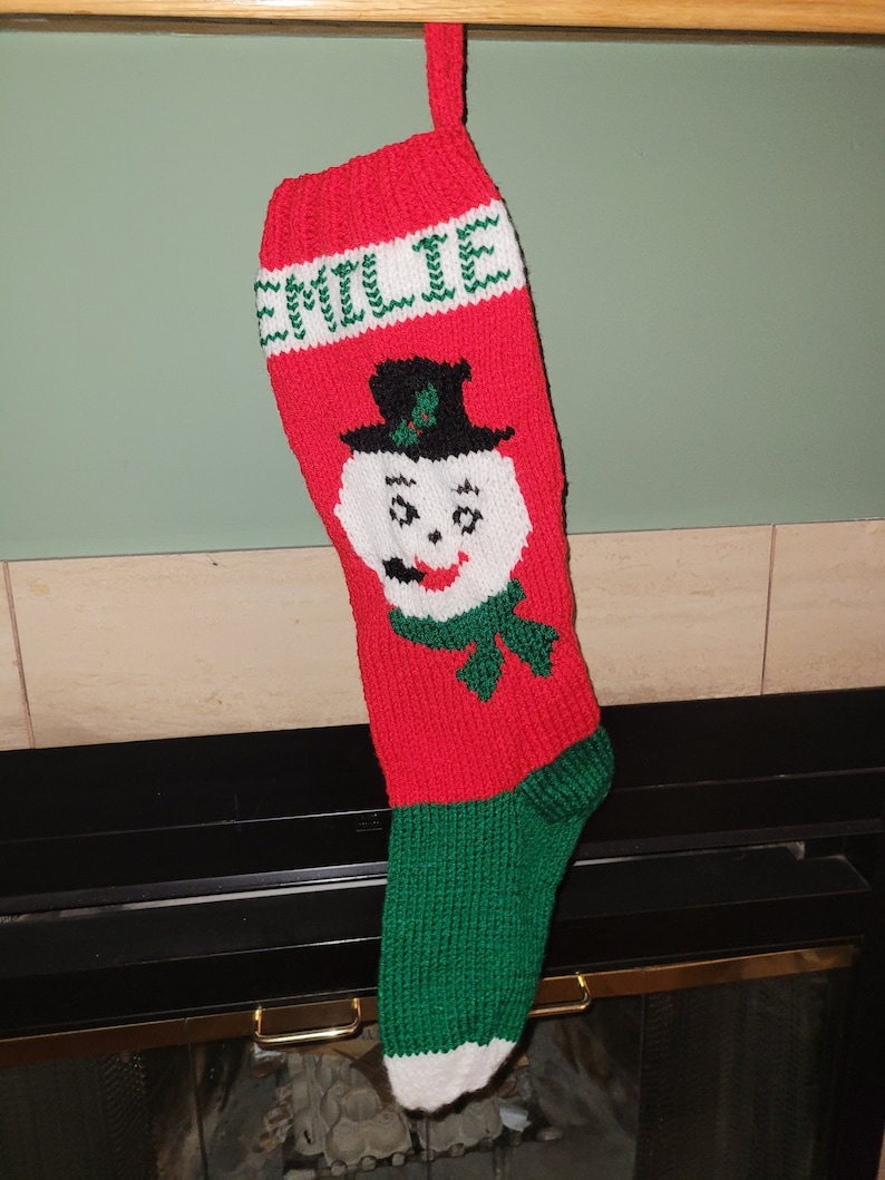 Snowman Hand Knit Christmas Stockings - Etsy