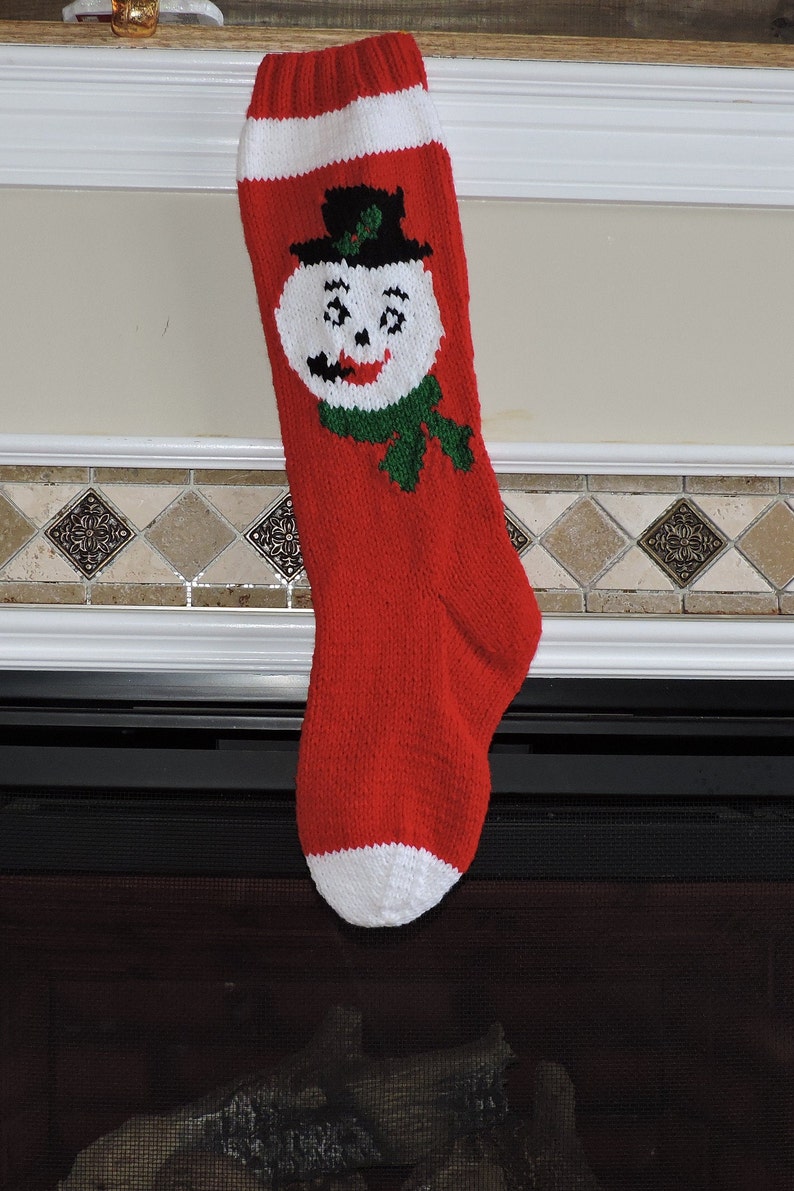 Snowman Hand Knit Christmas Stockings | Etsy