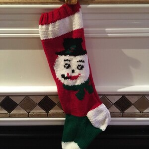 Snowman Hand Knit Christmas Stockings | Etsy