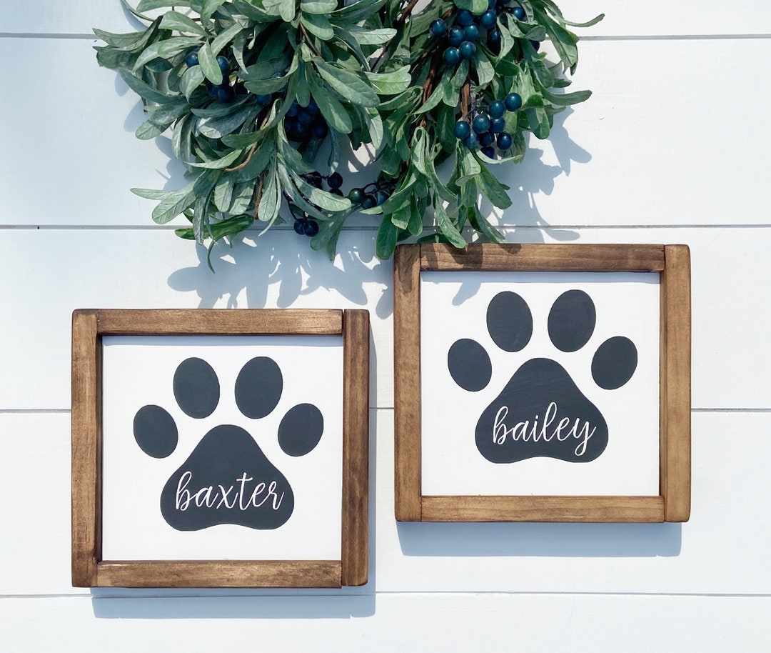 Personalized Dog Paw Wood Sign | Wall Decor | Wood Sign | Pet Sign - Etsy