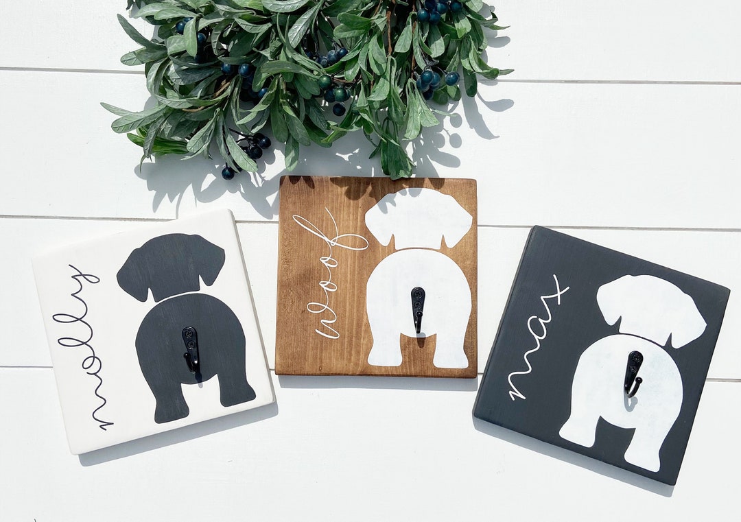 Personalized Wooden Dog Leash Holder | Custom Pet Sign | Leash Holder ...