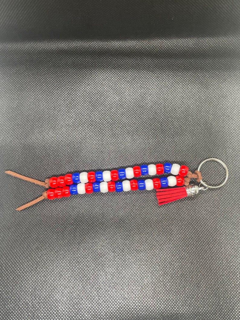 Red, White, and Blue With Red Tassel Keychain - Etsy