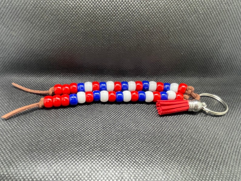Red, White, and Blue With Red Tassel Keychain - Etsy