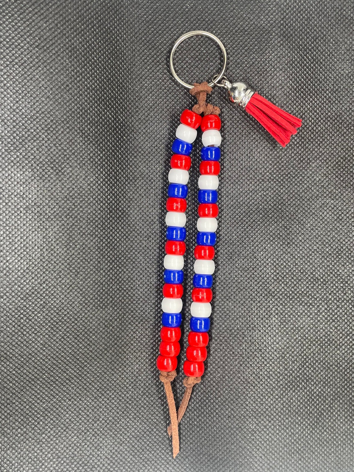 Red, White, and Blue With Red Tassel Keychain - Etsy