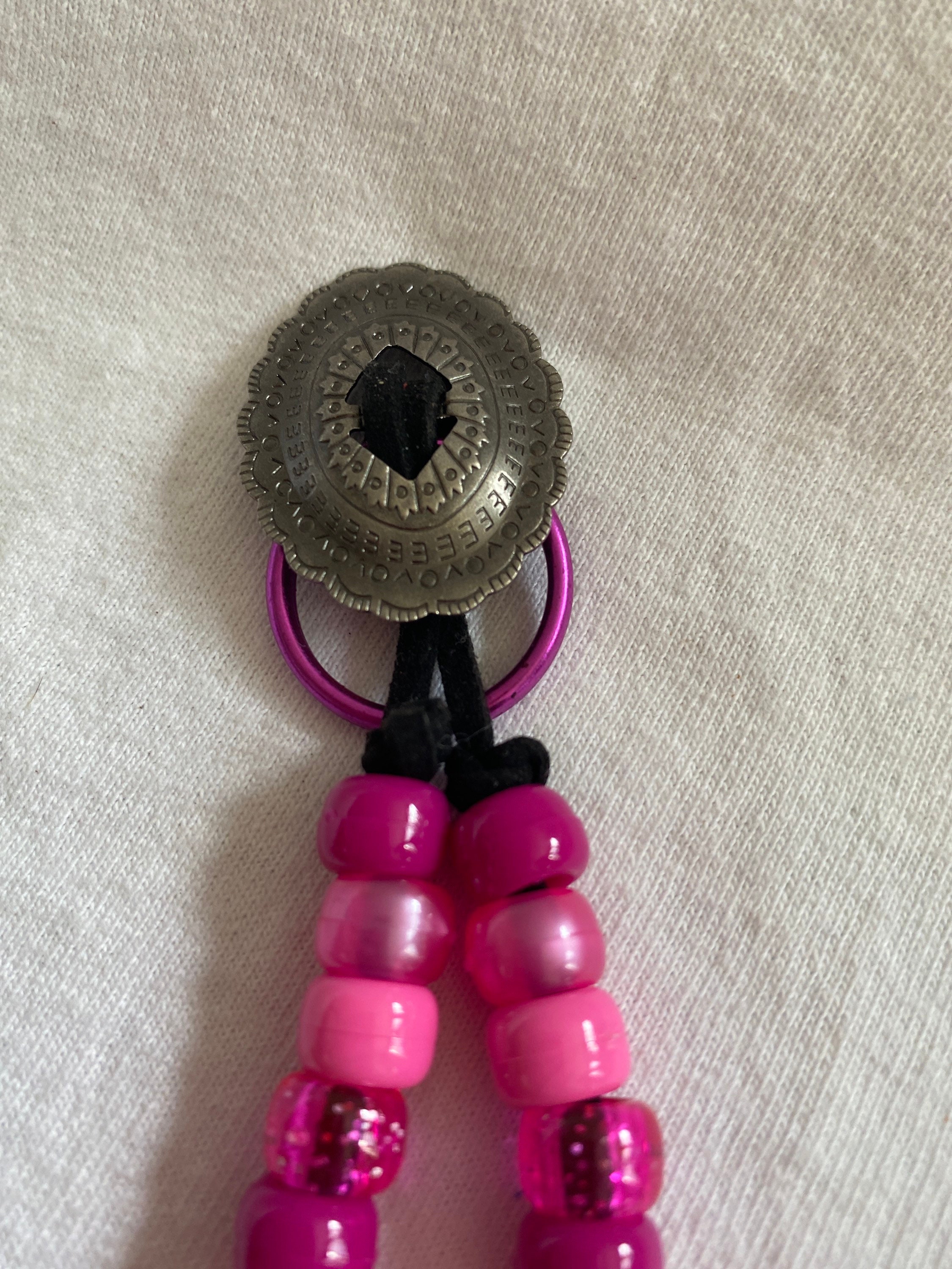 Western Brass Concho With Pink Pony Beads Keychain - Etsy