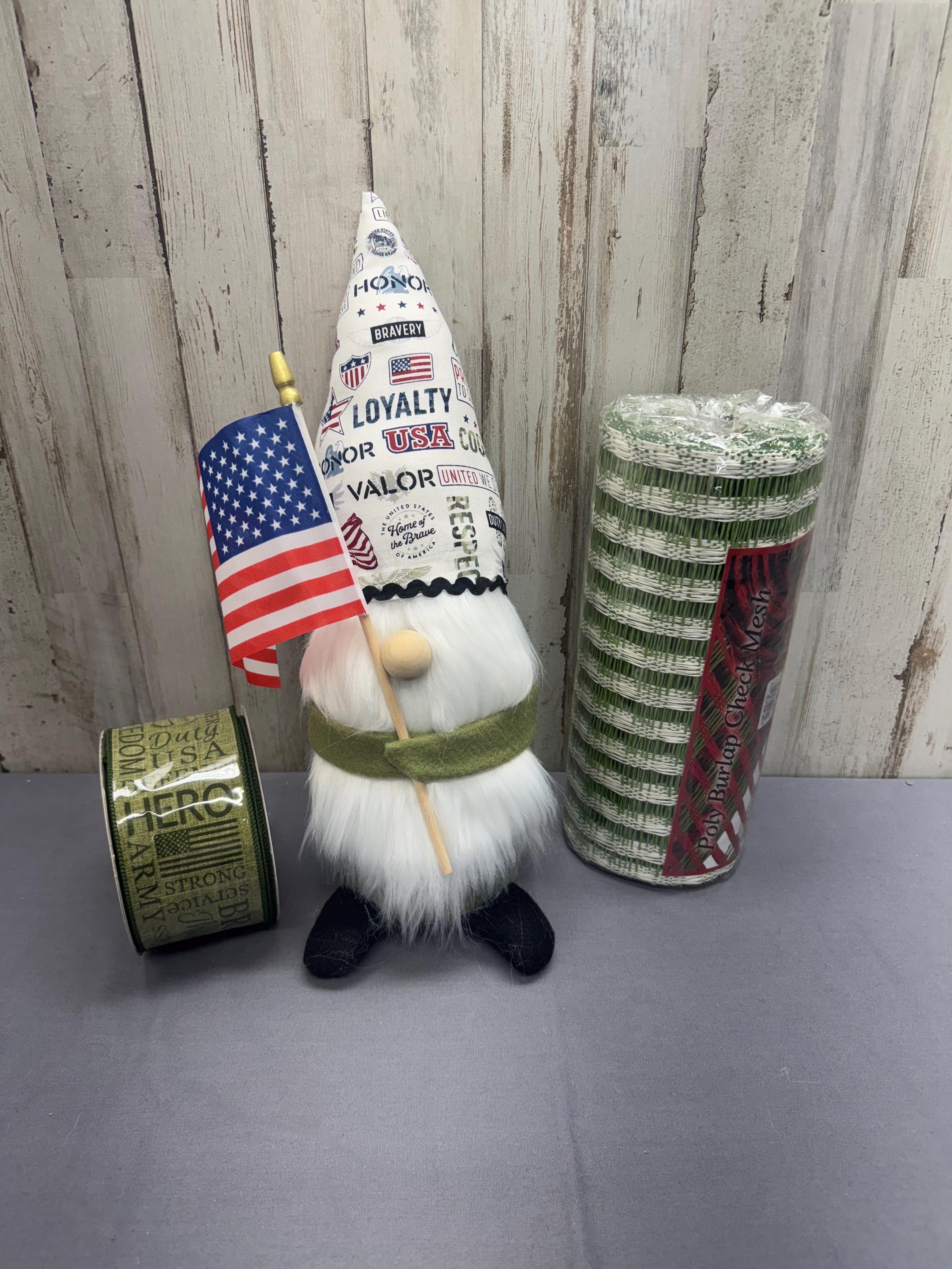 Veteran Gnome Wreath Kit – DIY Patriotic Decor With Flag, Mesh & Ribbon ...