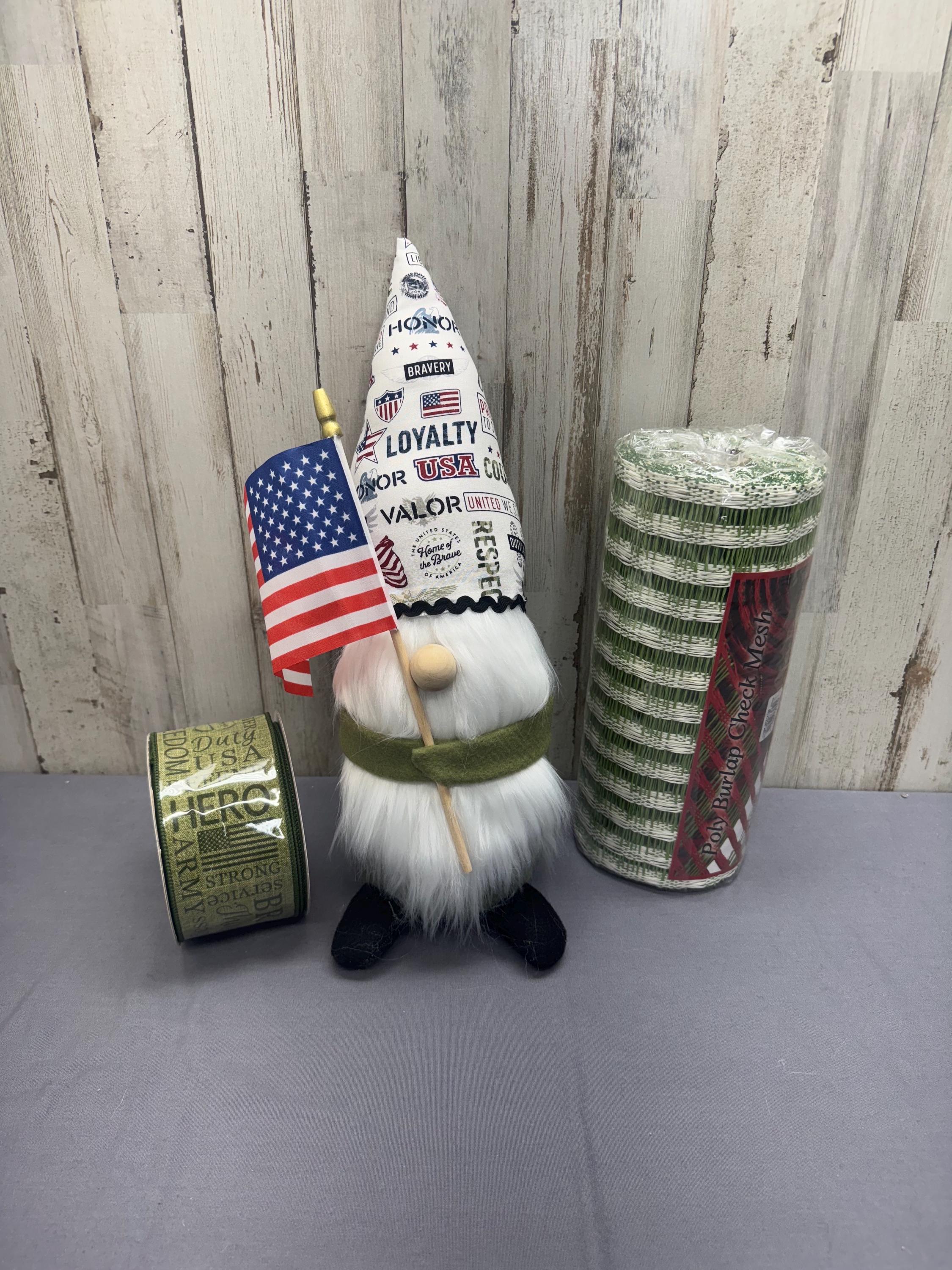 Veteran Gnome Wreath Kit – DIY Patriotic Decor With Flag, Mesh & Ribbon ...