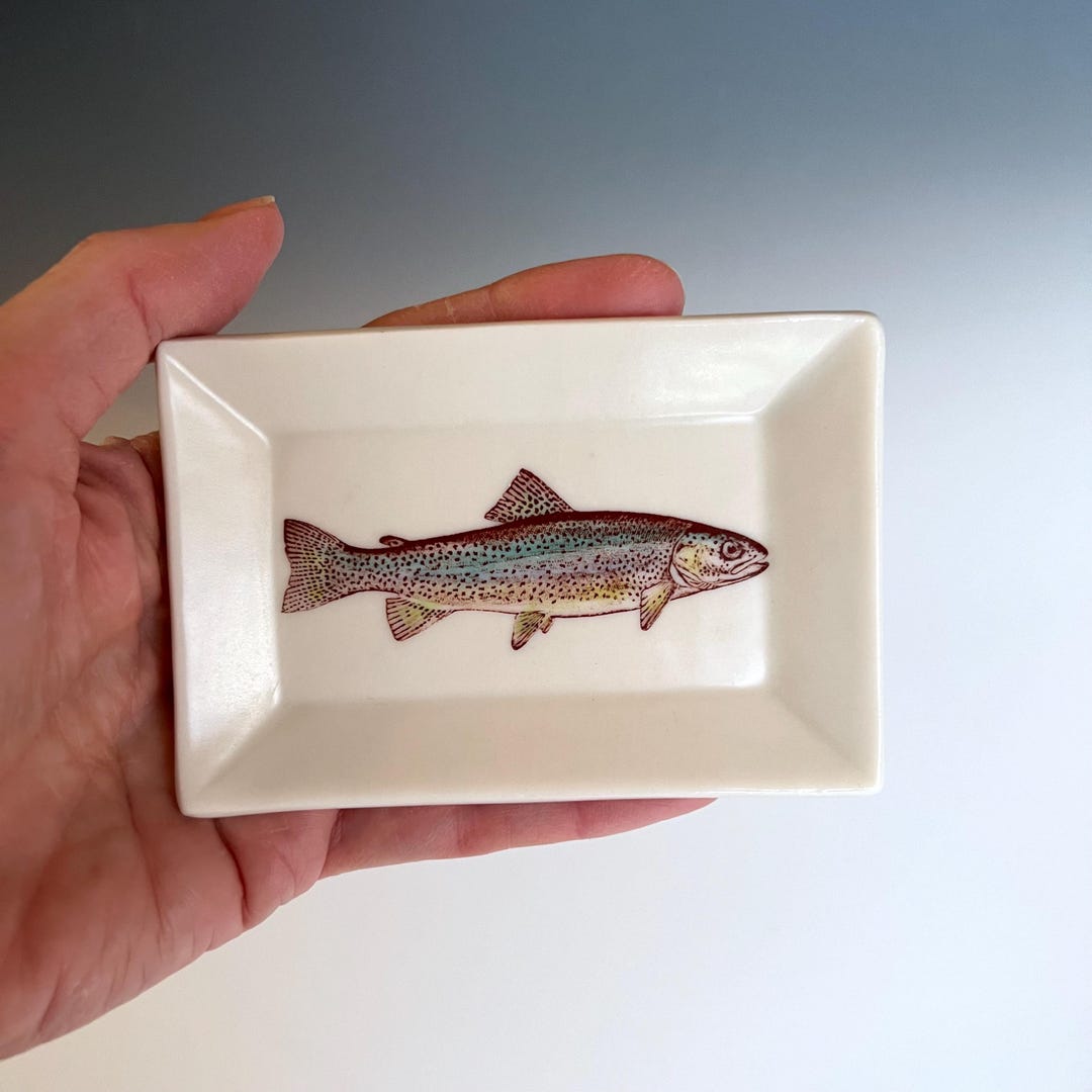 Handmade Porcelain Mini Rainbow Trout Tray - Etsy