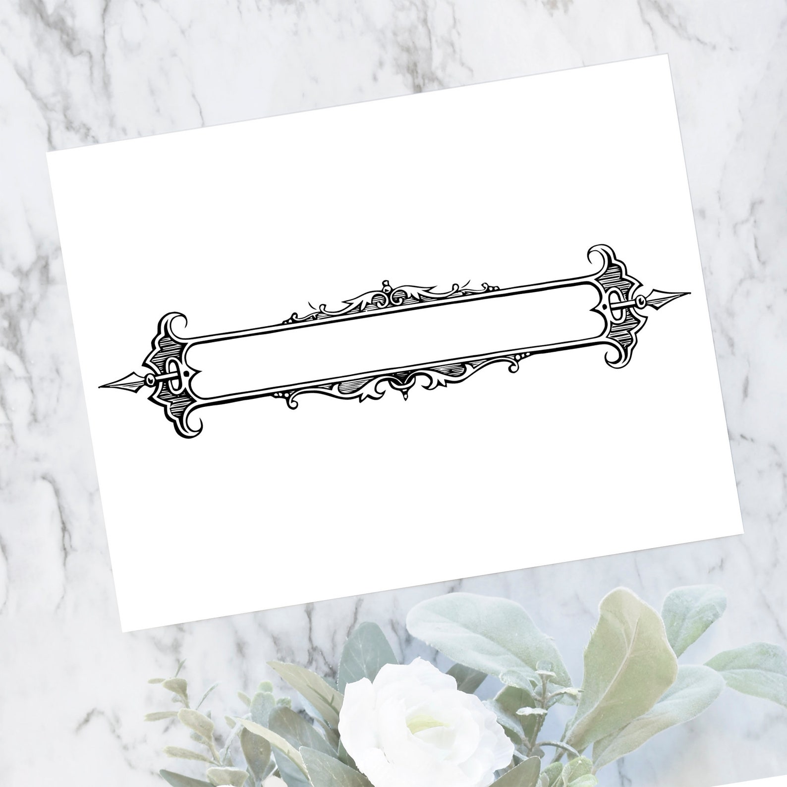 Vintage Fancy Title Border Element | Antique Victorian Rectangle With ...