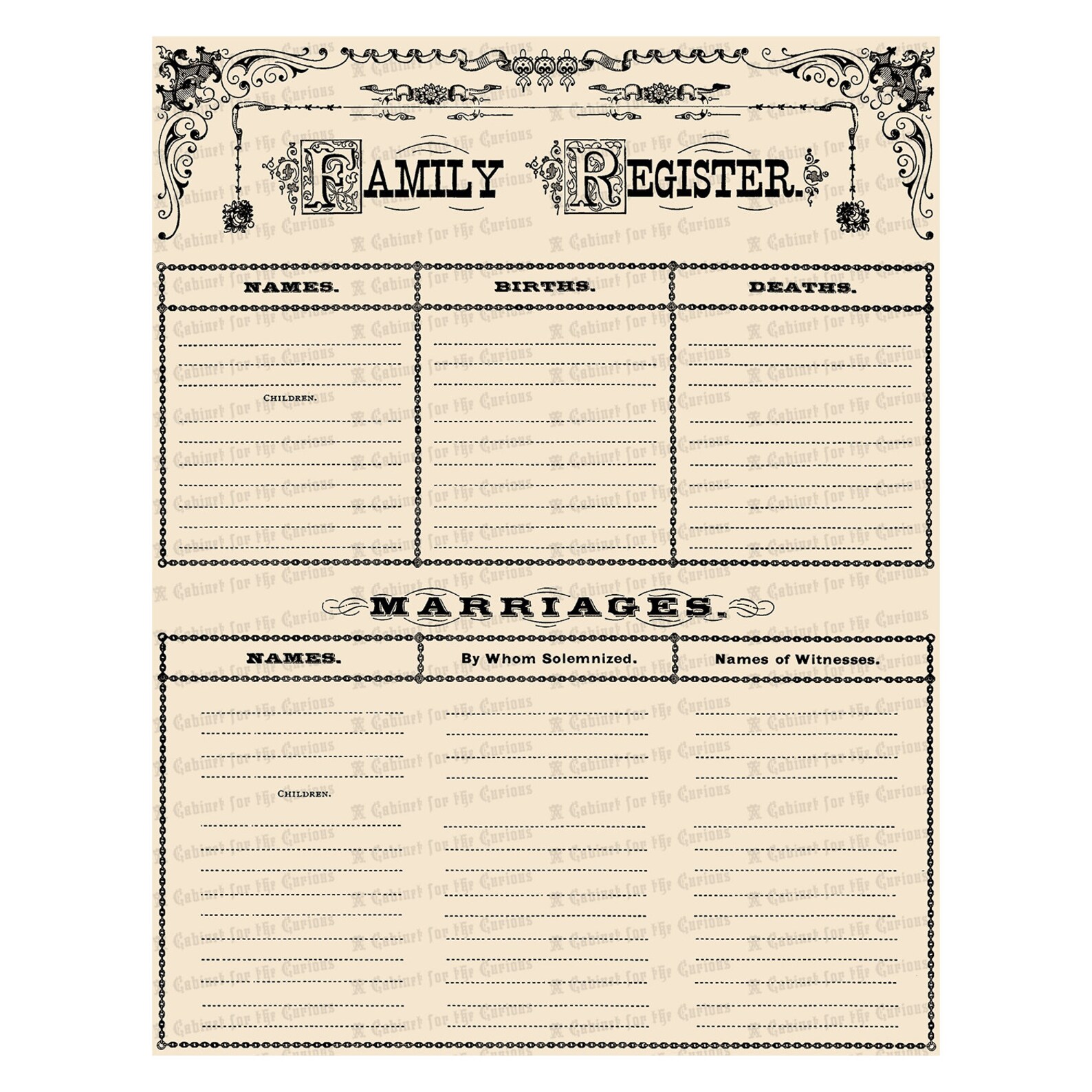 Printable Victorian Family Register | Vintage Family Group Sheet ...