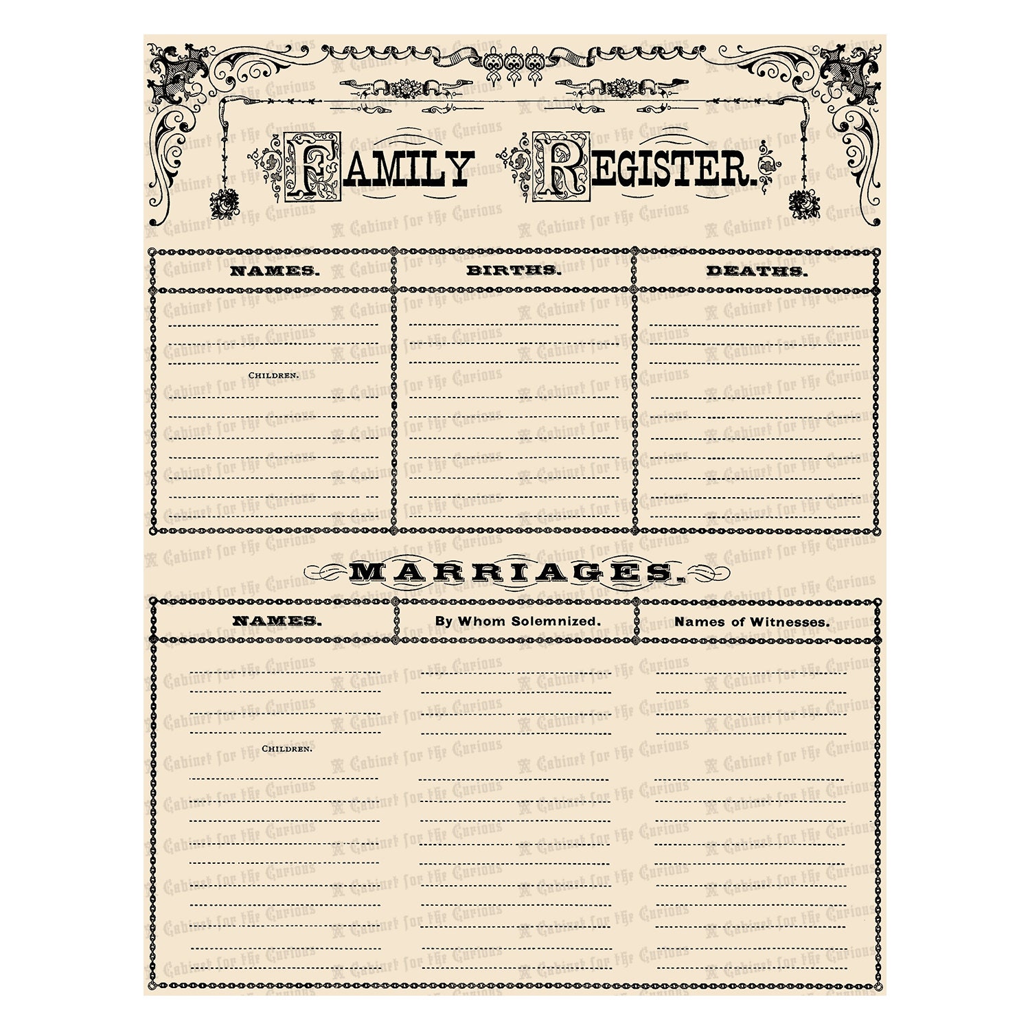 Printable Victorian Family Register | Vintage Family Group Sheet ...