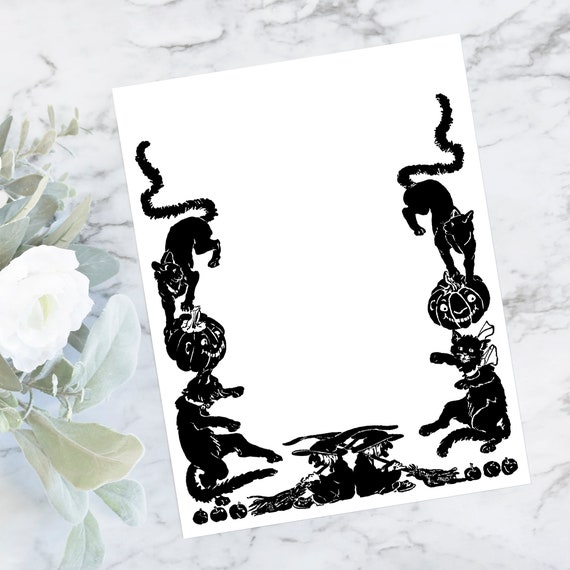 Digital Vintage 1920s Cute Halloween Border With Black Cats - Etsy