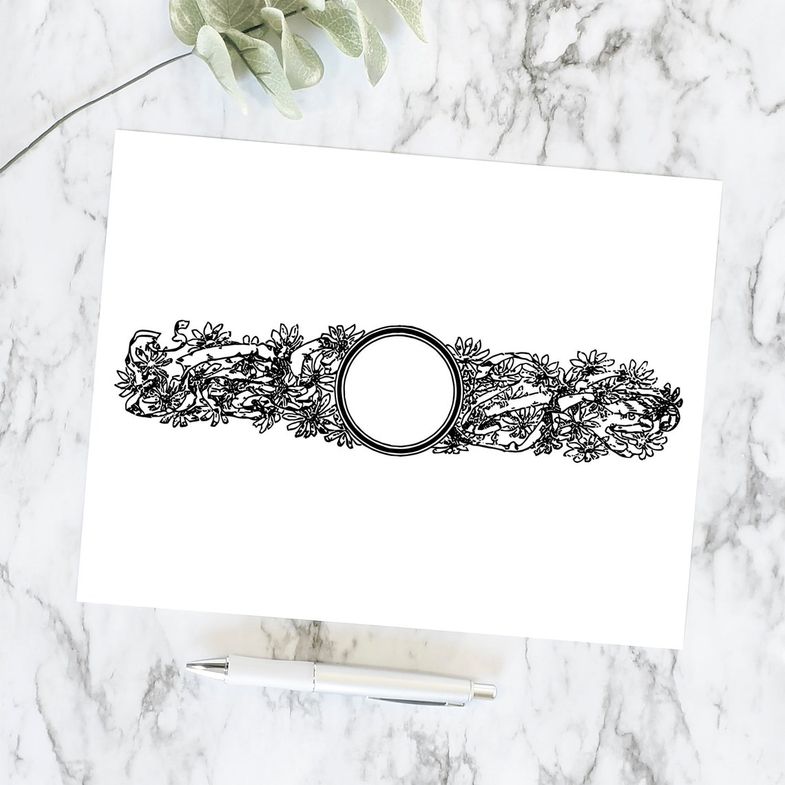 Vintage Floral Border Antique Victorian Round Frame With Daisies and ...