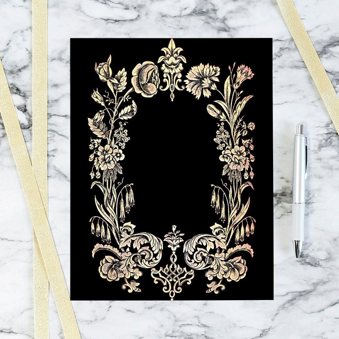 Vintage Victorian Gold "embossed" Look Floral Frame | Color Vector ...