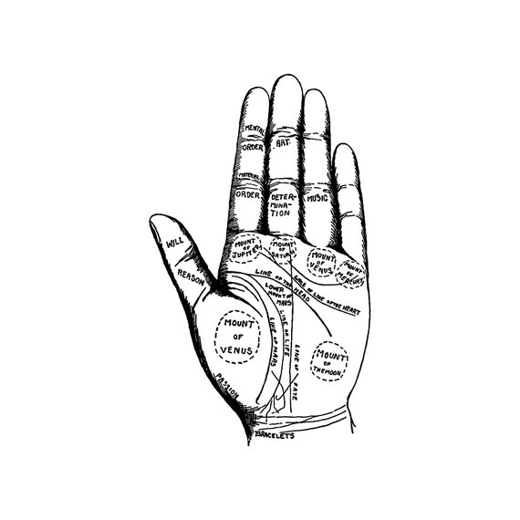 Antique Digital Palmistry Hand Vector Clipart Vintage - Etsy