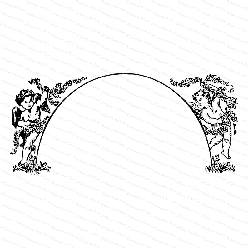 Vintage Cherub Arch Border Clipart Antique Wedding Frame Element ...