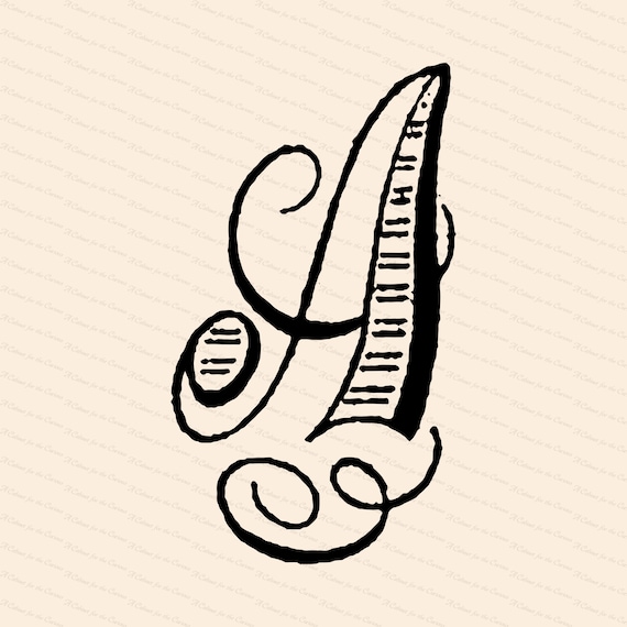 Ornamental Penwork Initial Letter A Vector Clipart Vintage | Etsy