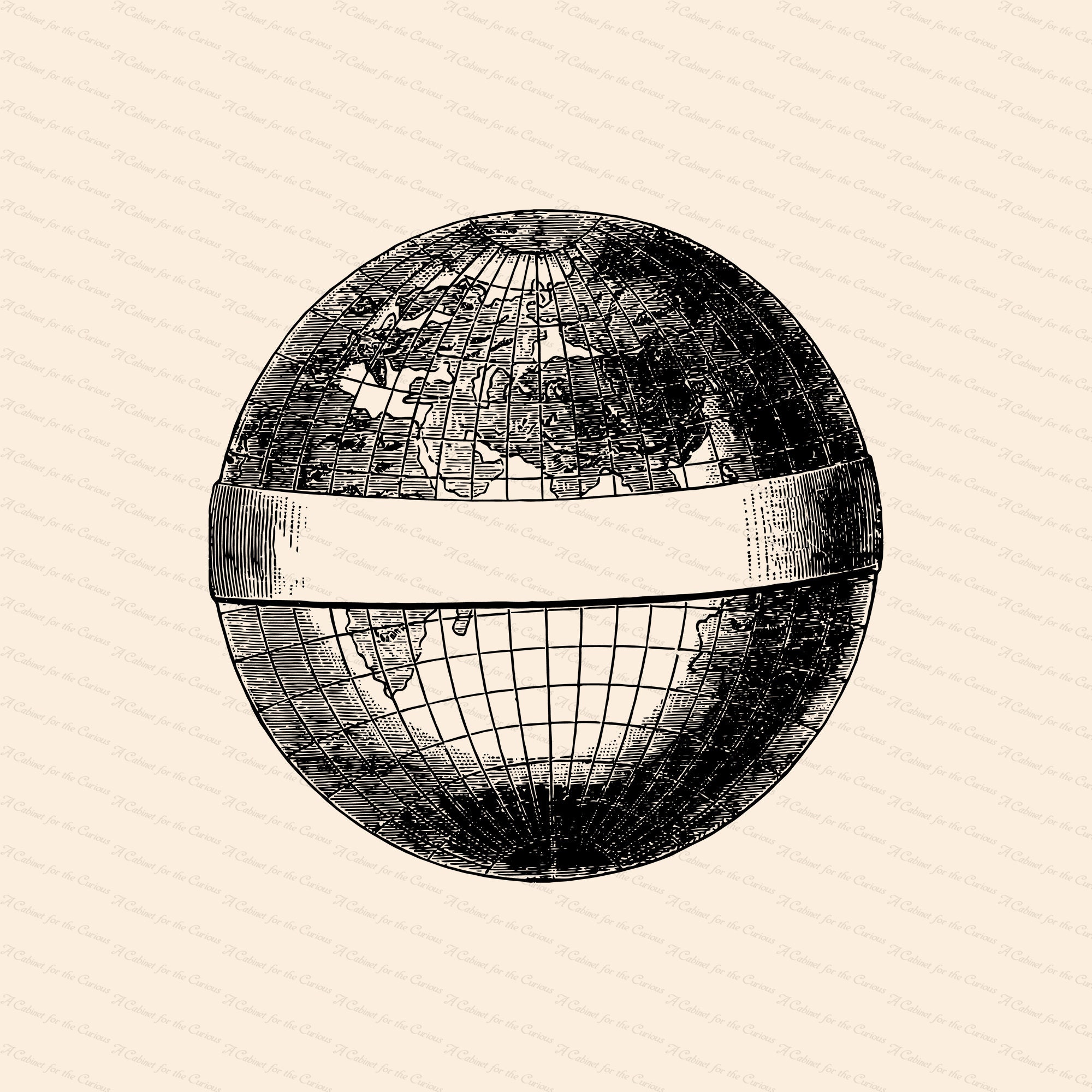 Victorian Blank Banner Encircling Globe Vector Clip Art | Vintage ...
