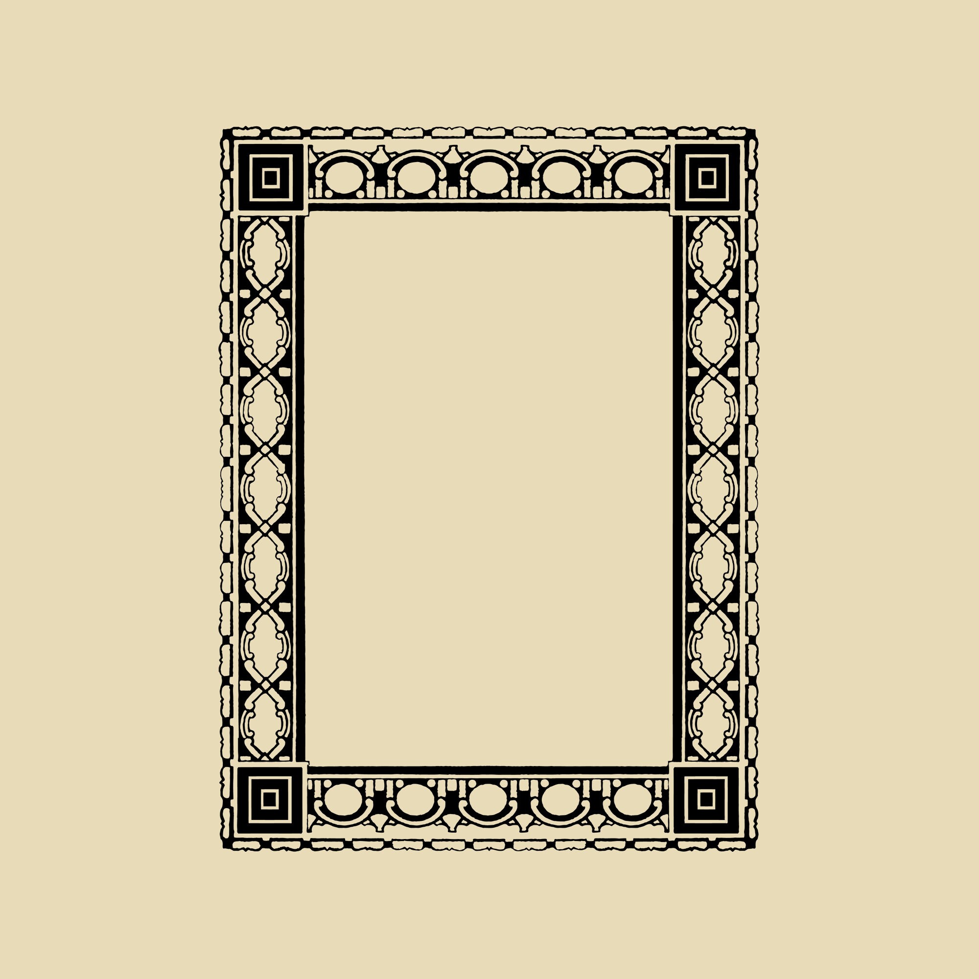 Vintage Art Nouveau Border Element | Antique Rectangular Frame ...
